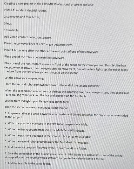 Creating a new project in the COSIMIR Professional | Chegg.com