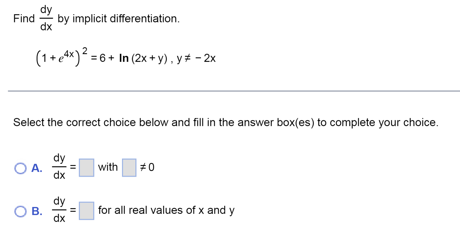 Find dydx ﻿by implicit | Chegg.com