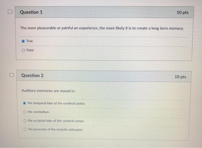 Solved Question 1 10 pts The more pleasurable or painful an | Chegg.com