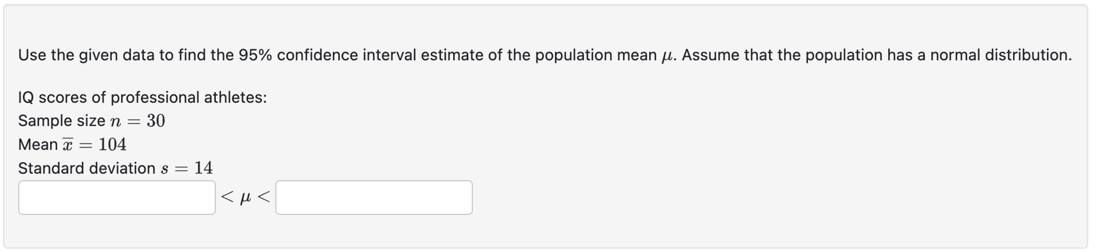 Solved Use the given data to find the 95% ﻿confidence | Chegg.com