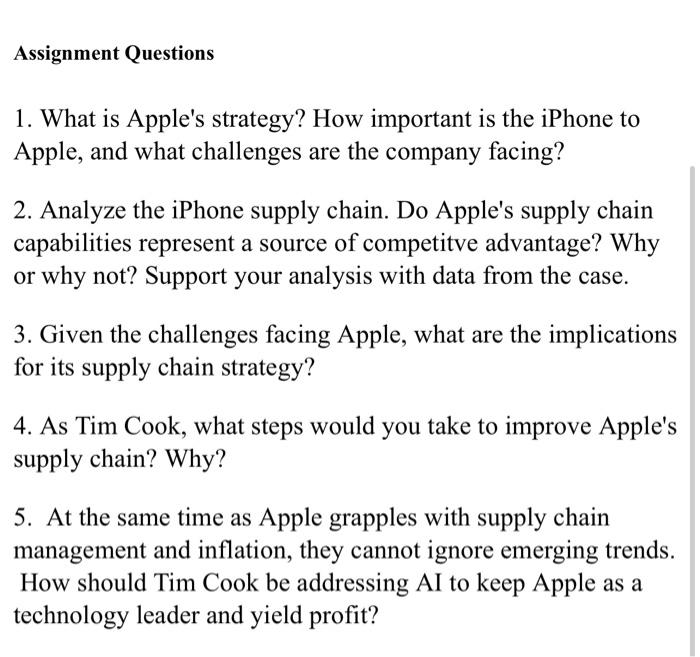 Solved 1. What is Apple's strategy? How important is the | Chegg.com