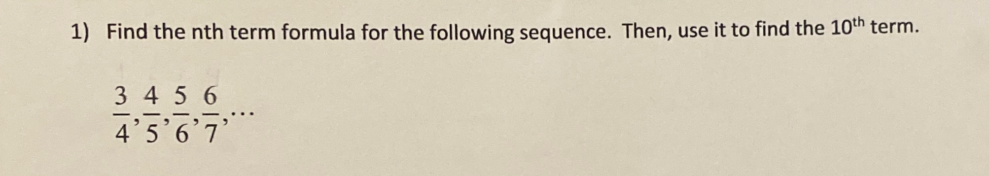 Solved Find the nth term formula for the following sequence. | Chegg.com