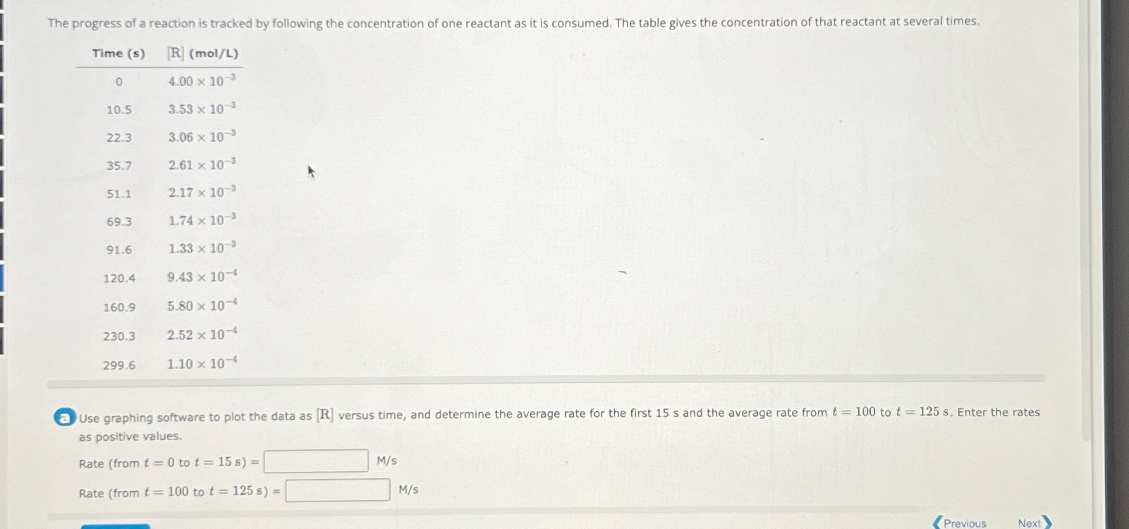 Solved The progress of a reaction is tracked by following | Chegg.com