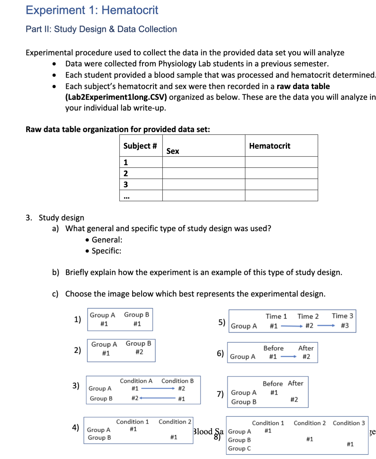 Solved Experiment 1: HematocritPart II: Study Design & Data | Chegg.com