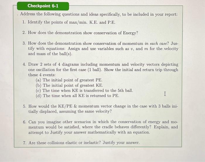 Solved Figure 6.1: Newton's CradleAddress the following | Chegg.com