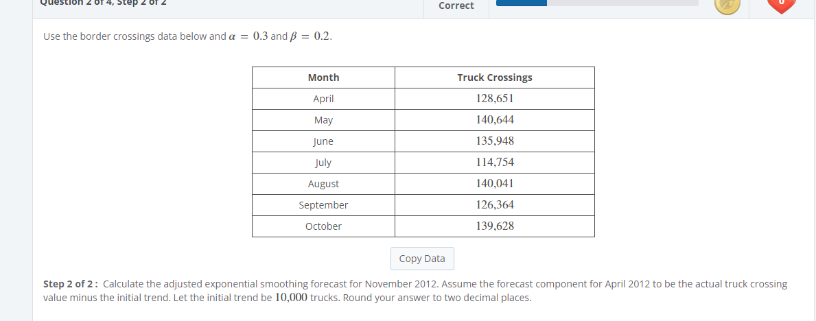 Solved Use the border crossings data below and | Chegg.com