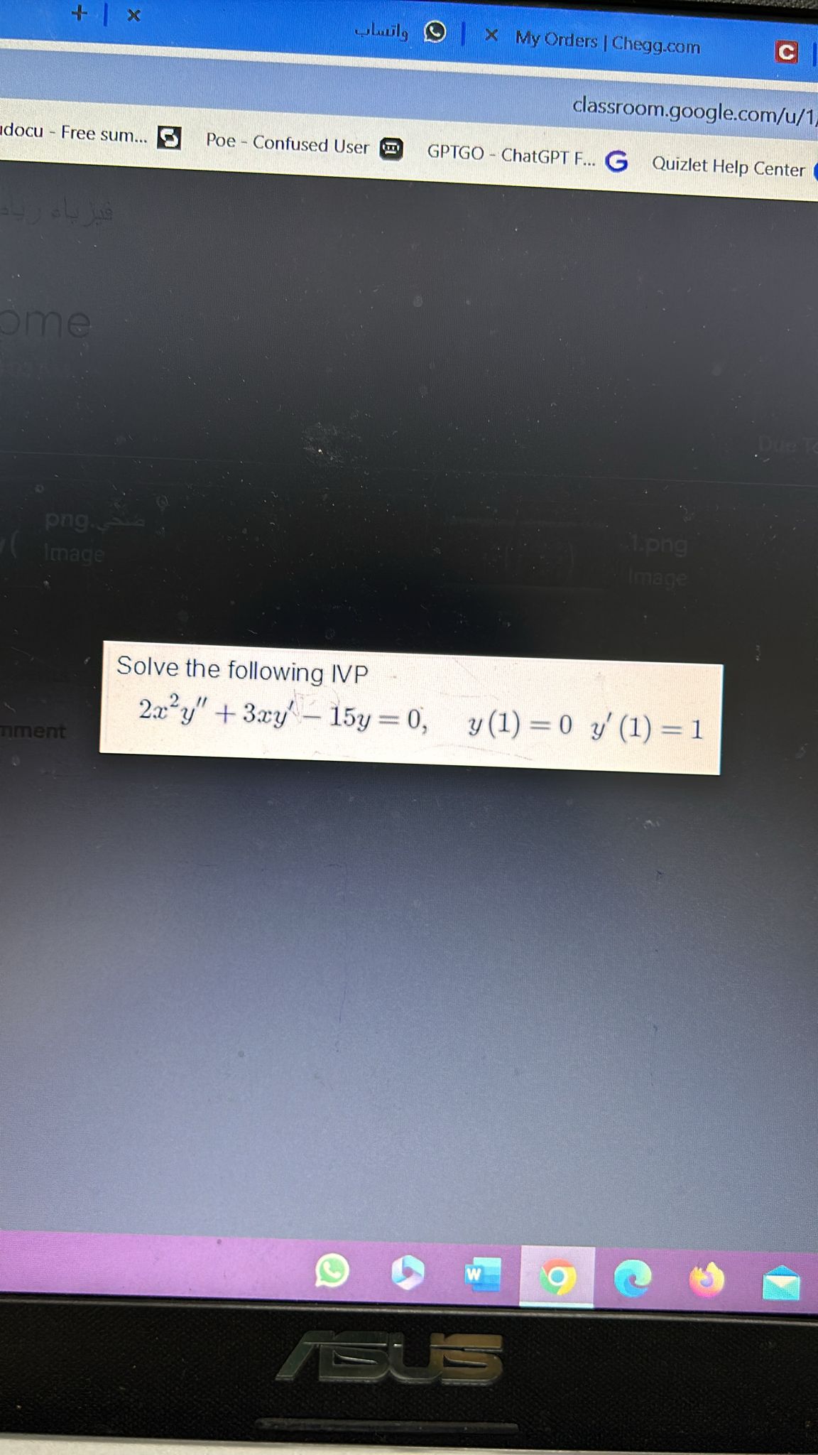 Solved My Orders | ﻿Chegg.comclassroom.google.com/u/1Iocu - | Chegg.com