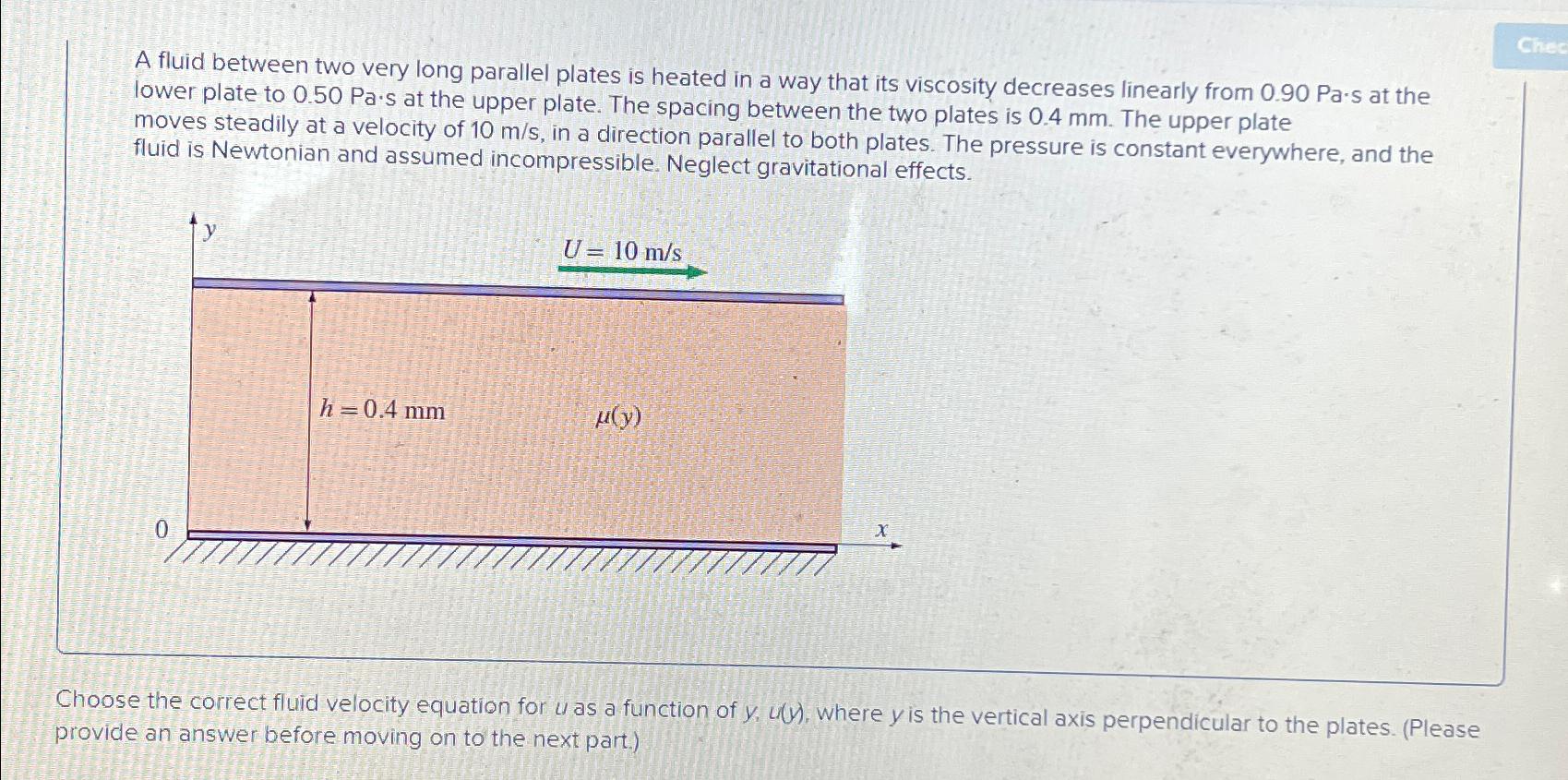 A fluid between two very long parallel plates is | Chegg.com