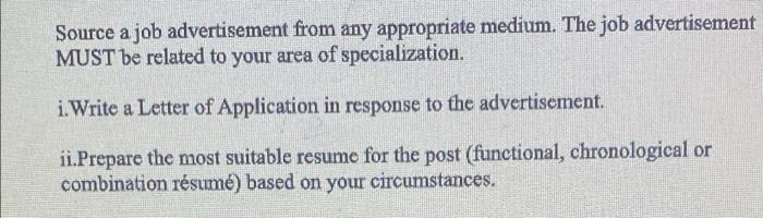 Source a job advertisement from any appropriate | Chegg.com