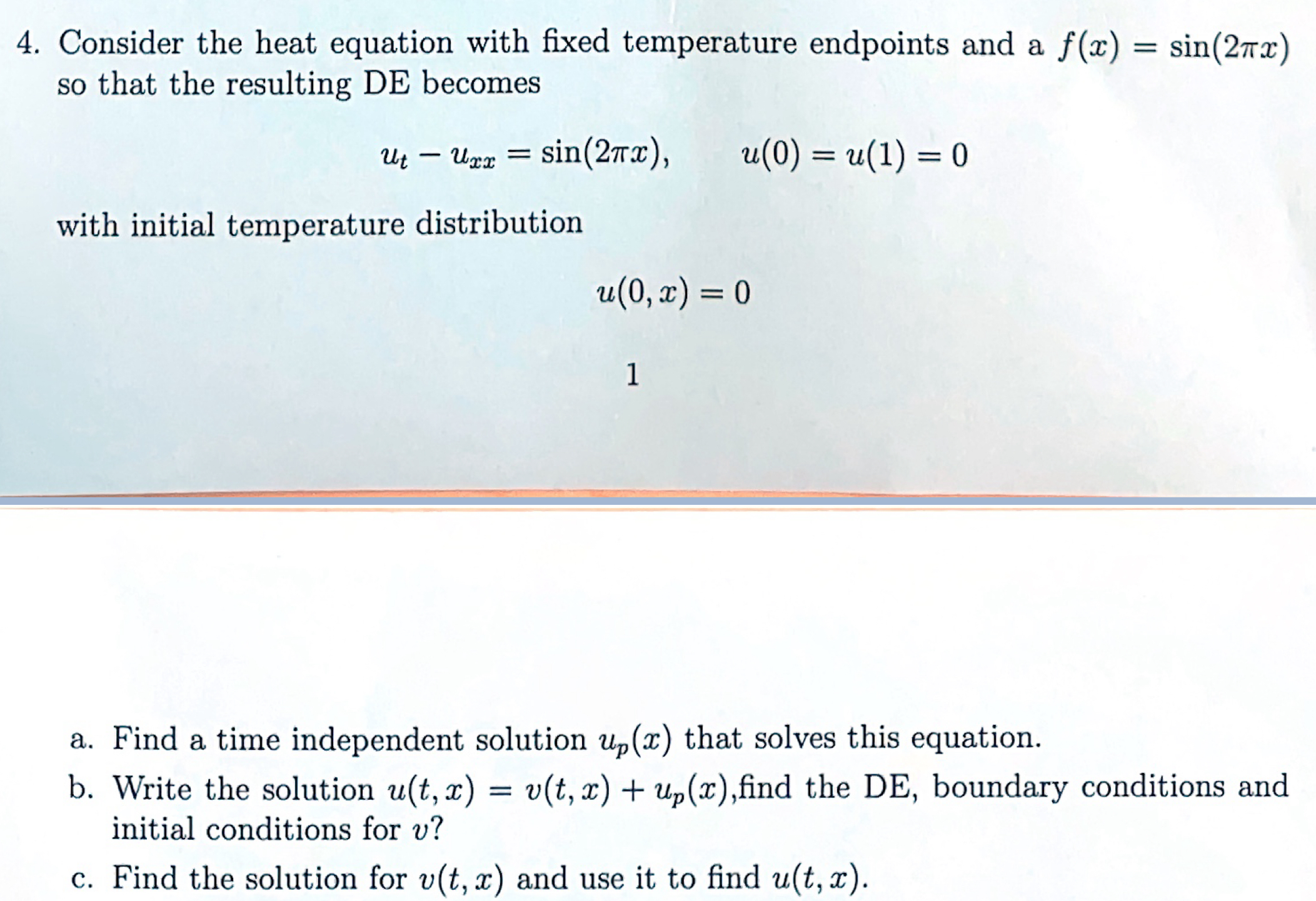 Solved Consider the heat equation with fixed temperature | Chegg.com