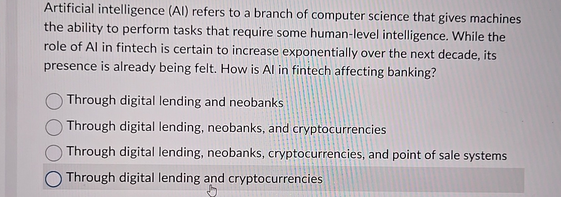 Solved Artificial intelligence (AI) ﻿refers to a branch of | Chegg.com