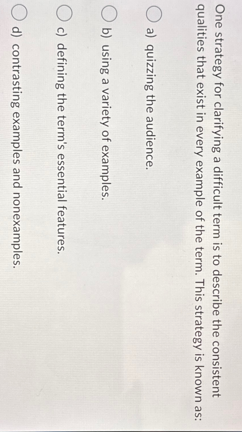 Solved One strategy for clarifying a difficult term is to | Chegg.com