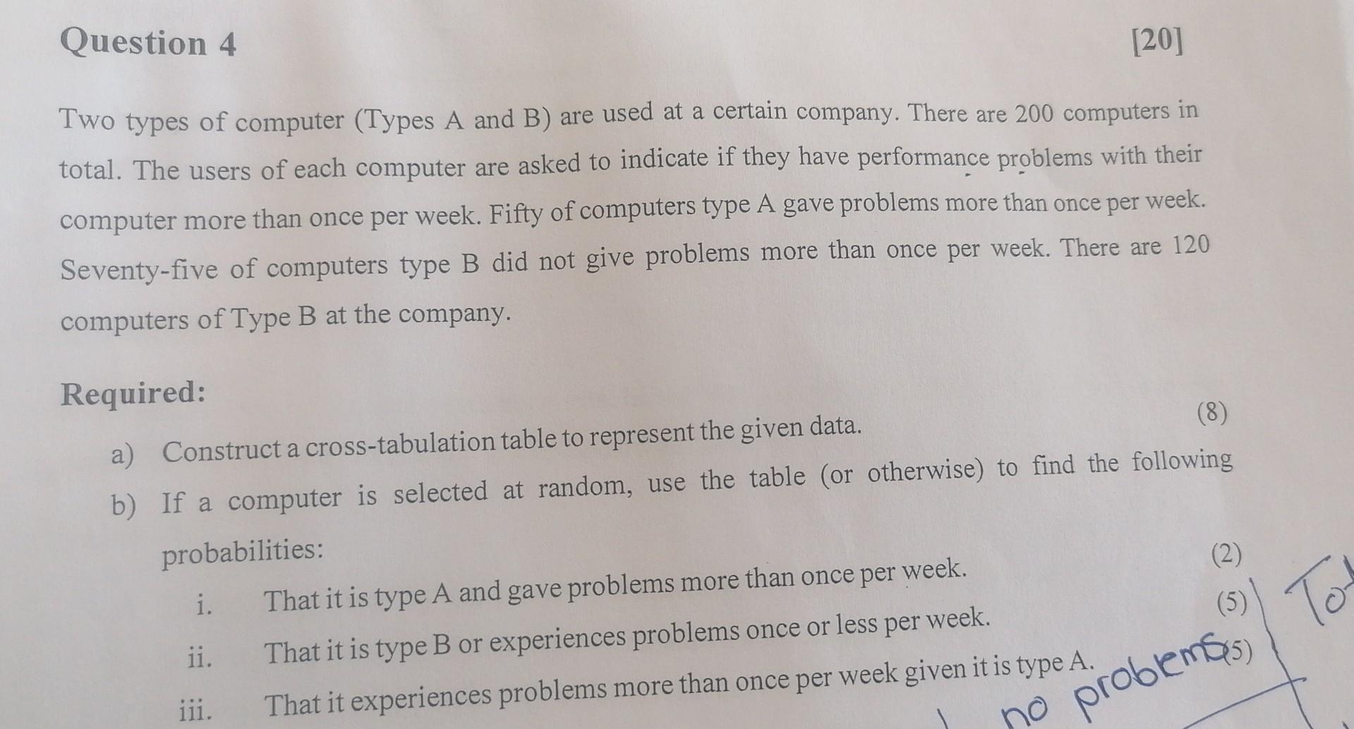 Solved Two types of computer (Types A and B) are used at a | Chegg.com