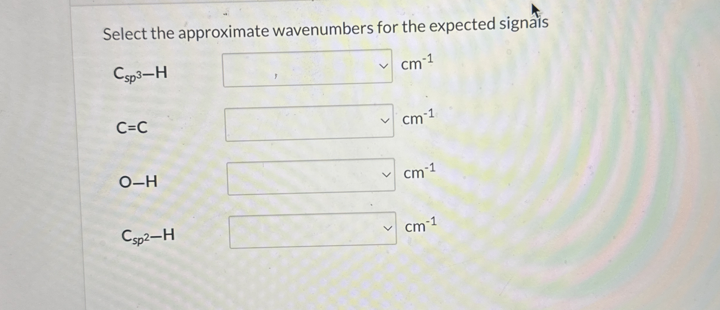 Solved Select the approximate wavenumbers for the expected | Chegg.com