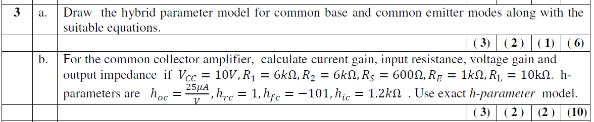 3 ﻿a.) ﻿Draw the hybrid parameter model for common | Chegg.com