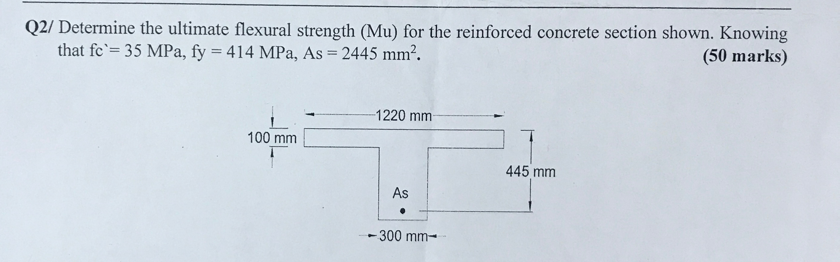 Solved Q2/ ﻿Determine the ultimate flexural strength (Μ) | Chegg.com