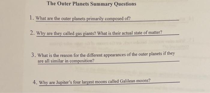 Solved The Outer Planets Summary Questions 1. What are the | Chegg.com