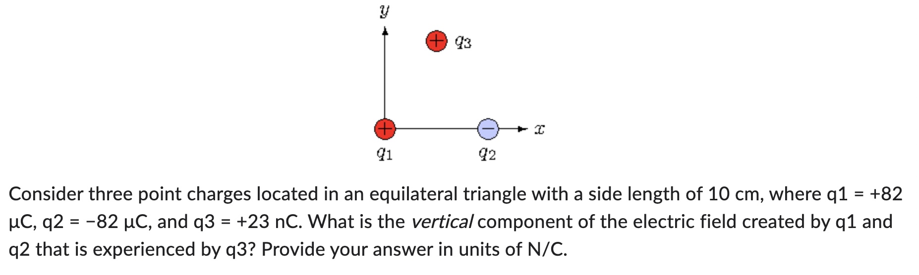 Solved Consider three point charges located in an | Chegg.com