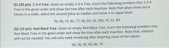 Solved Tree in the given order and show the tree after each | Chegg.com