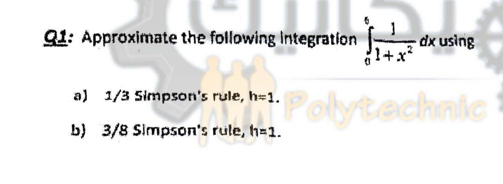 Solved Q1: Approximate the following integration ∫0011+x2dx | Chegg.com