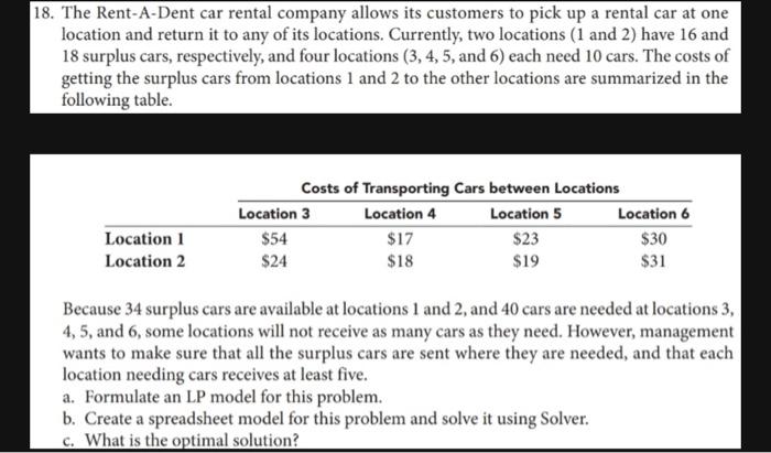 8. The Rent-A-Dent car rental company allows its | Chegg.com
