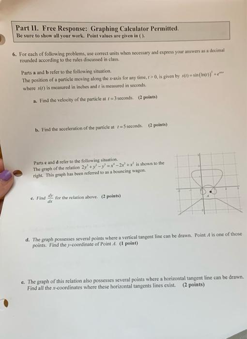 Solved Part I. Multiple Choice: Graphing Calculator | Chegg.com