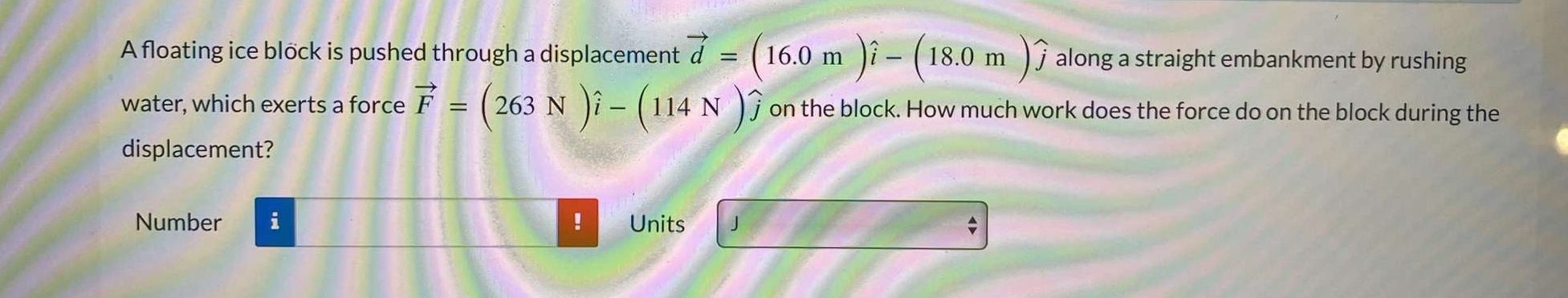 Solved A floating ice blöck is pushed through a displacement | Chegg.com