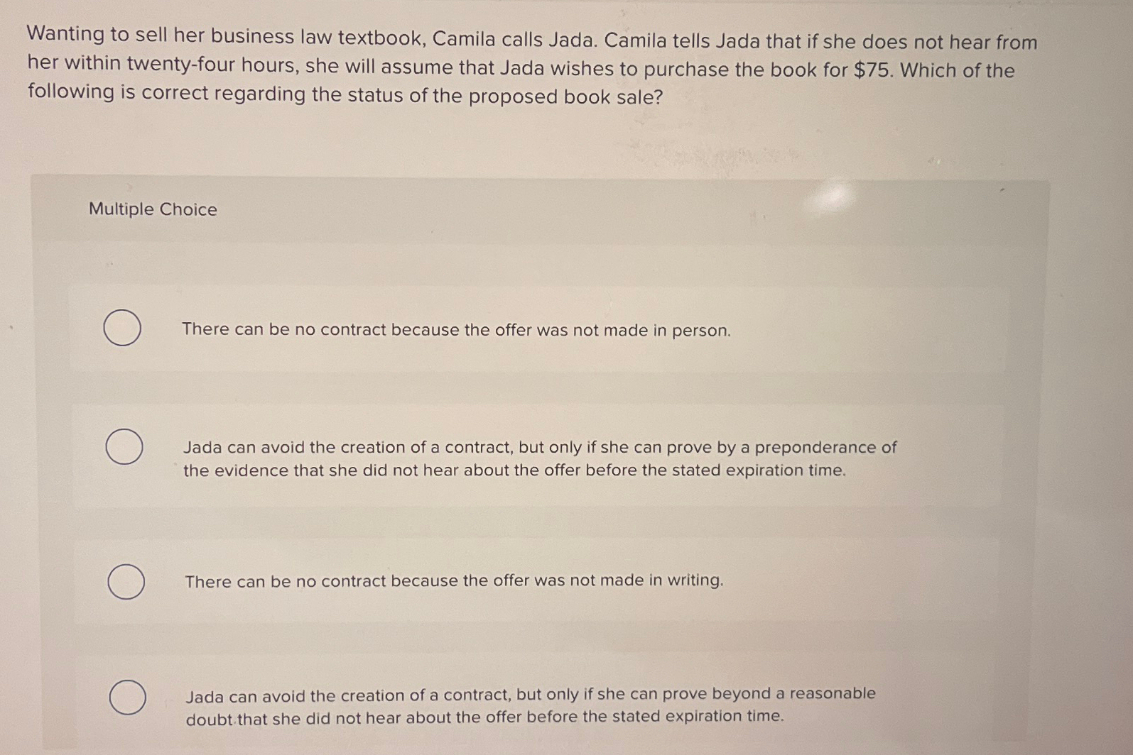 Solved Wanting to sell her business law textbook, Camila | Chegg.com