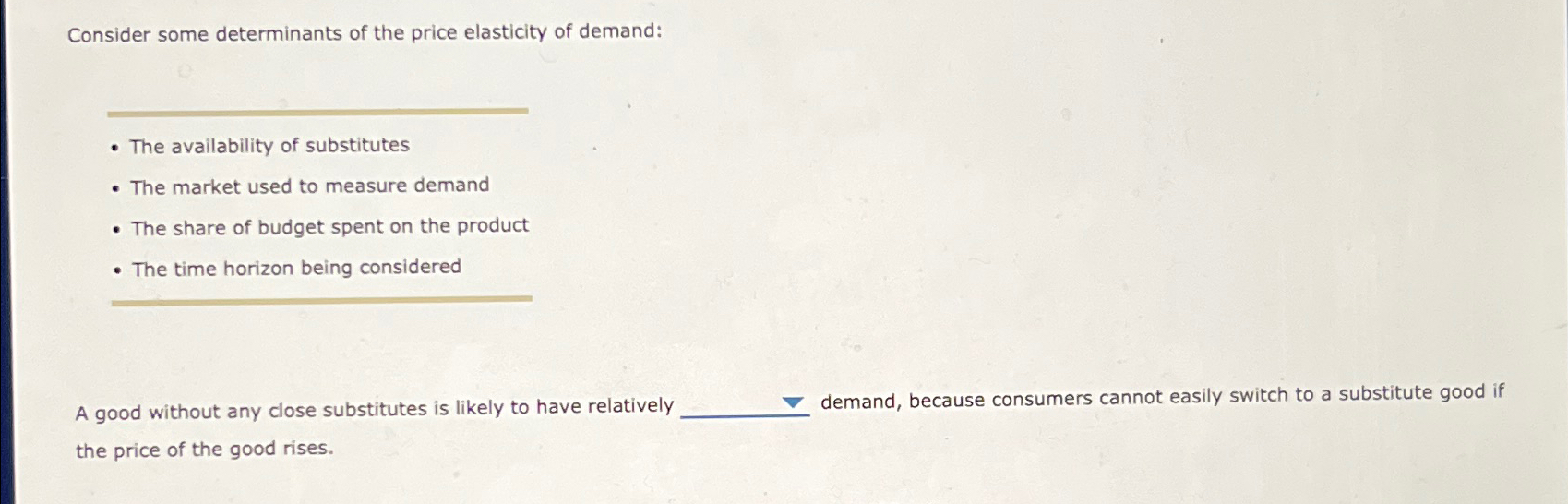 Solved Consider some determinants of the price elasticity of | Chegg.com
