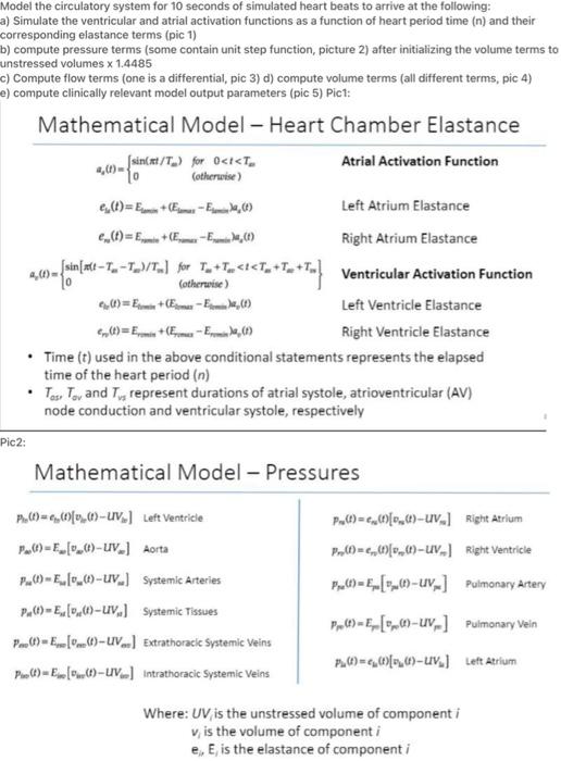 Model the circulatory system for 10 seconds of | Chegg.com