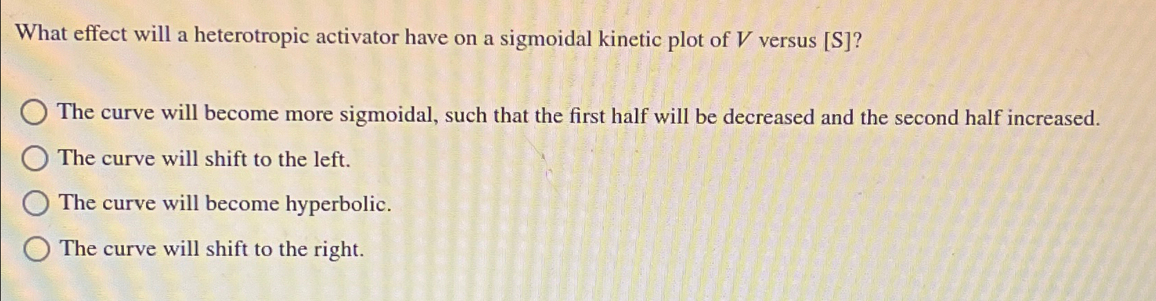 Solved What effect will a heterotropic activator have on a | Chegg.com