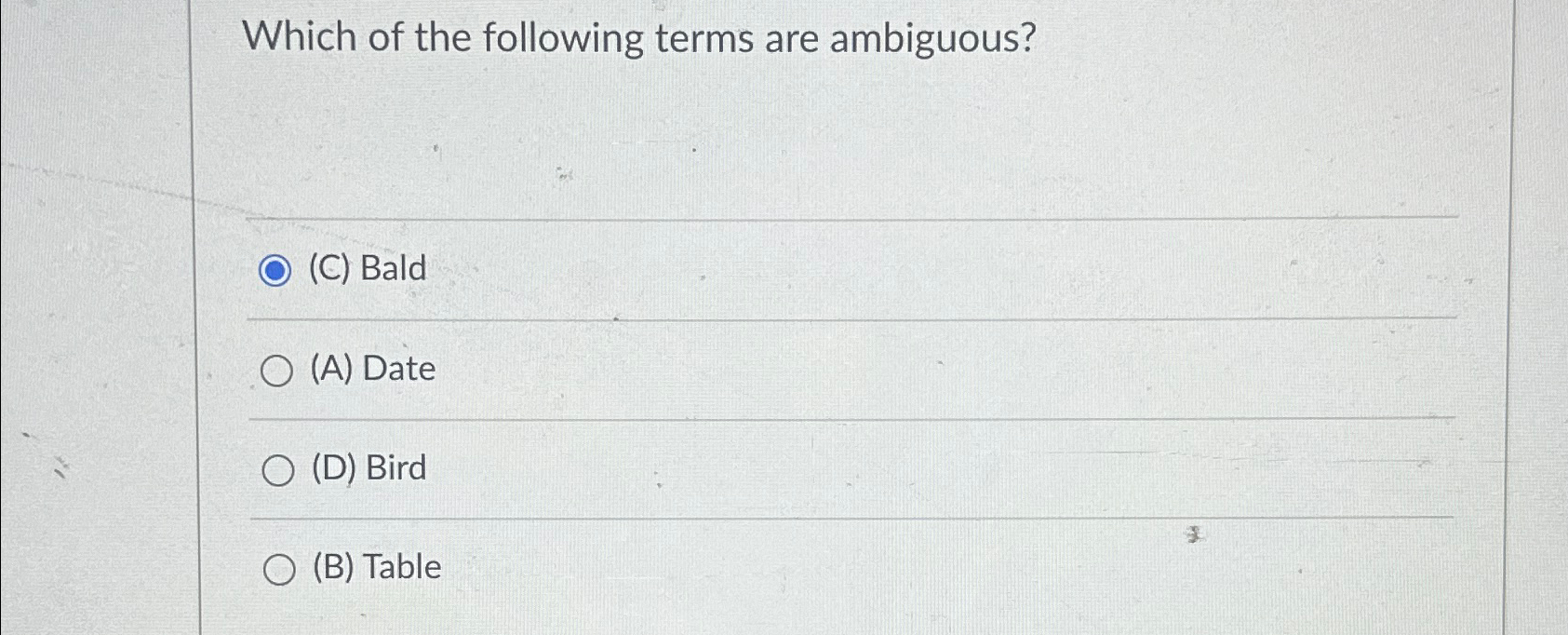 Solved Which of the following terms are ambiguous?(C) | Chegg.com