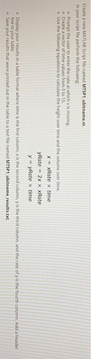 Solved Create a new MATLAB Script file named MTSP1 | Chegg.com