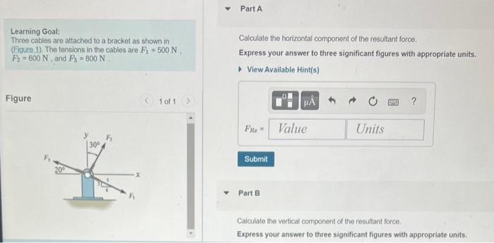 Solved Learning Goal: Three cables are attached to a bracket | Chegg.com