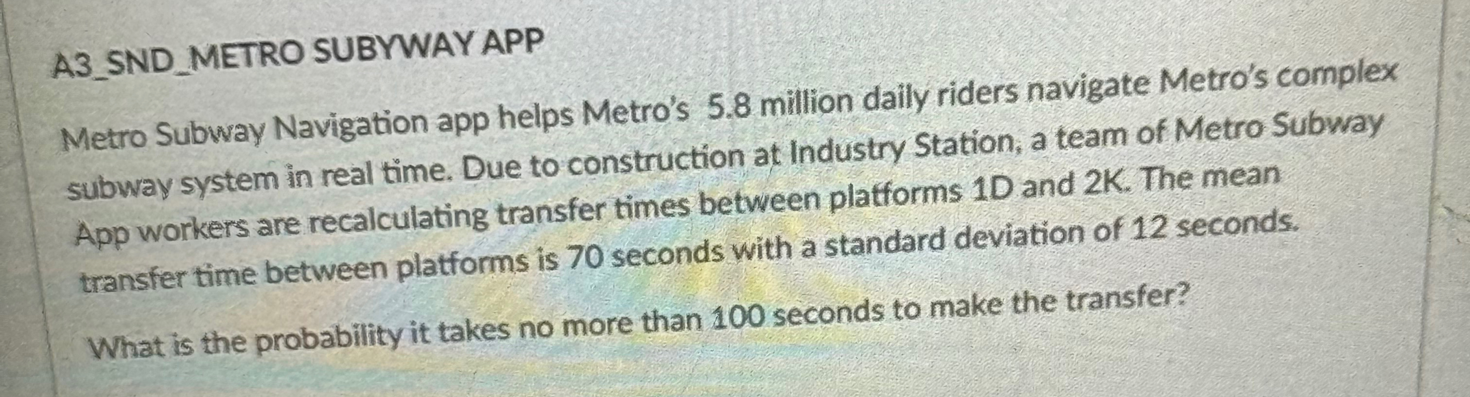 Solved A3_SND_METRO SUBYWAY APPMetro Subway Navigation app | Chegg.com