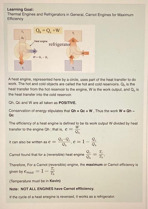 Solved Learning Goal: Thermal Engines and Refrigerators in | Chegg.com