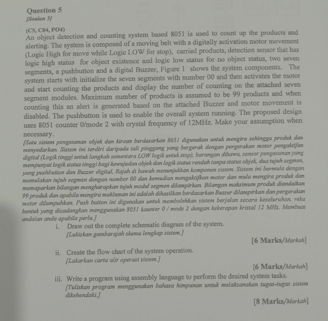 Solved [Soalan S] (C5, C04, PO4) An object detection and | Chegg.com