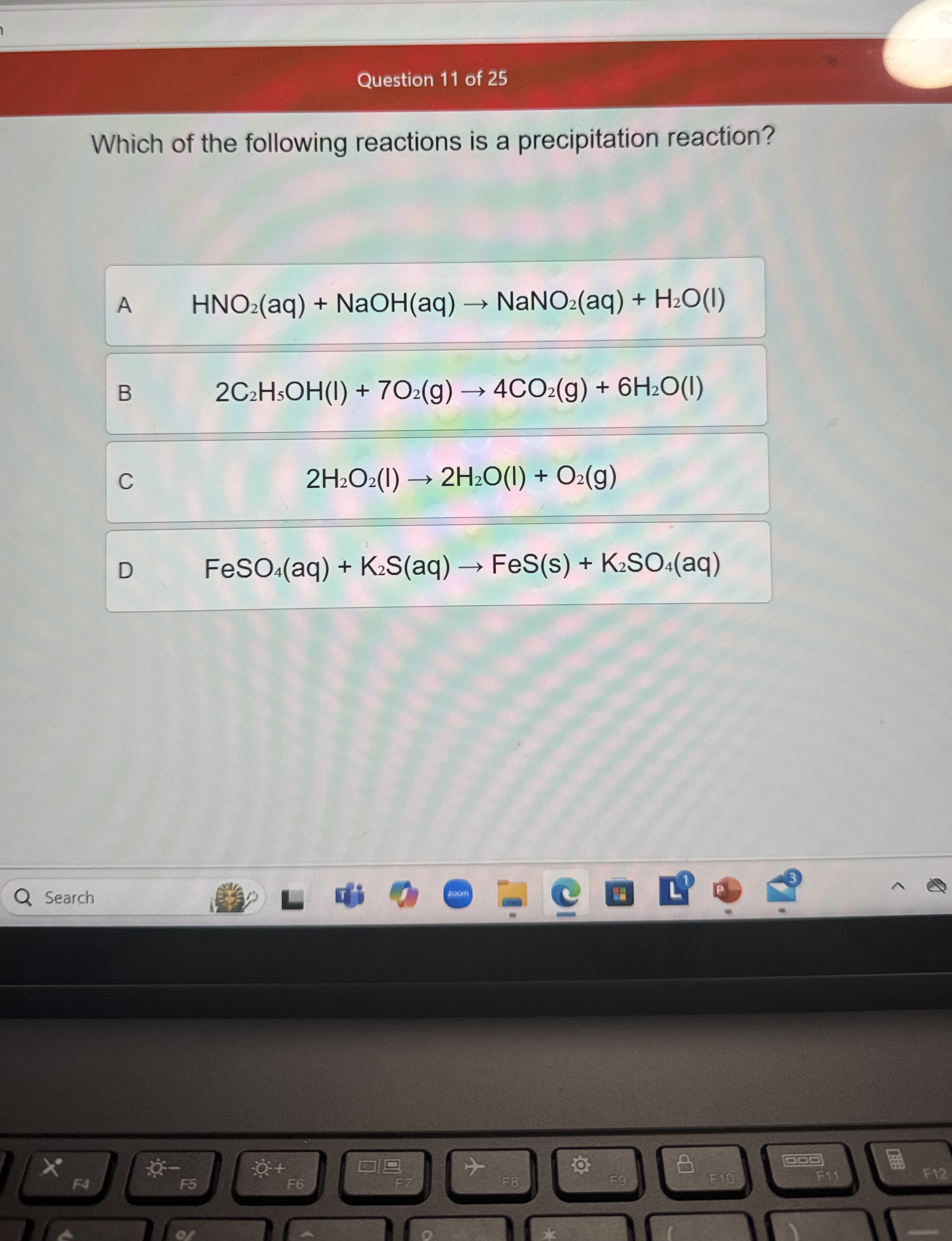 Solved Question 11 ﻿of 25Which of the following reactions is | Chegg.com