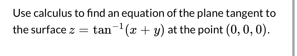 Solved Use calculus to find an equation of the plane tangent | Chegg.com