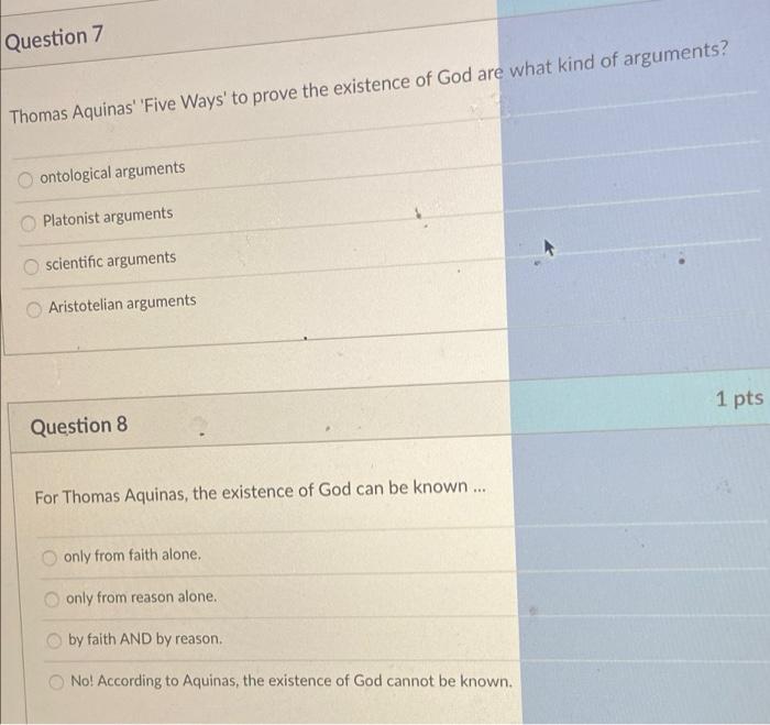 Solved Question 7 Thomas Aquinas' 'Five Ways' to prove the | Chegg.com