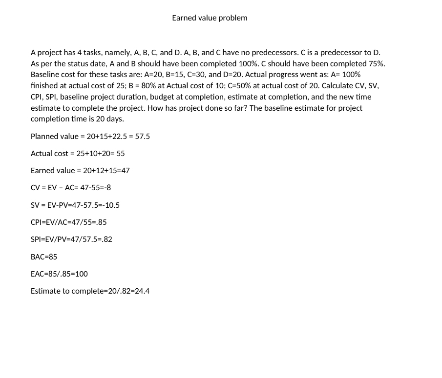 Solved Earned value problemA project has 4 ﻿tasks, namely, | Chegg.com