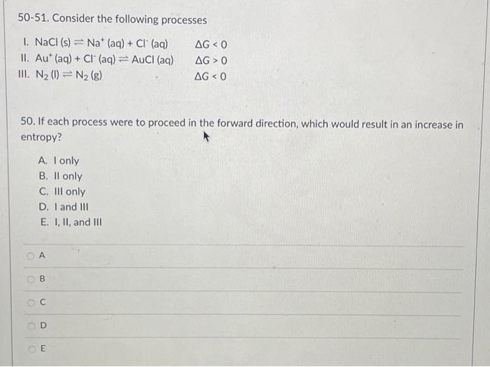Solved 50-51. Consider the following processes I. | Chegg.com