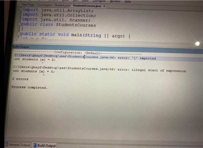 Solved Eile Edit View Project Build Bun Tools Configure | Chegg.com