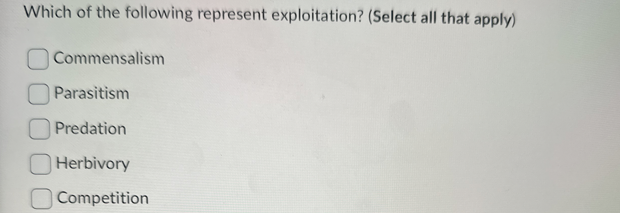 Solved Which of the following represent exploitation? | Chegg.com