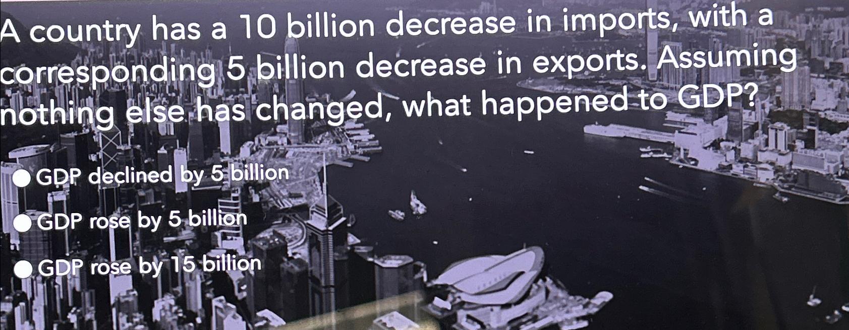 Solved A country has a 10 ﻿billion decrease in imports, with | Chegg.com