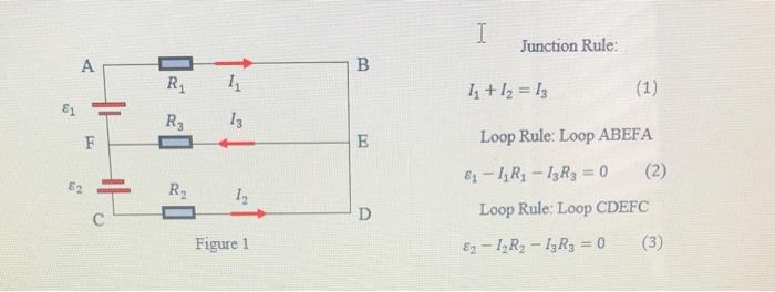 Solved I Junction Rule: A B R. 1 11 + 12 = 1; (1) R₂ 13 F E | Chegg.com