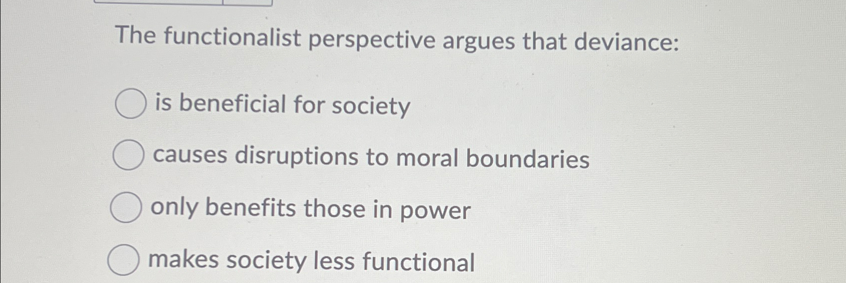 Solved The functionalist perspective argues that deviance:is | Chegg.com