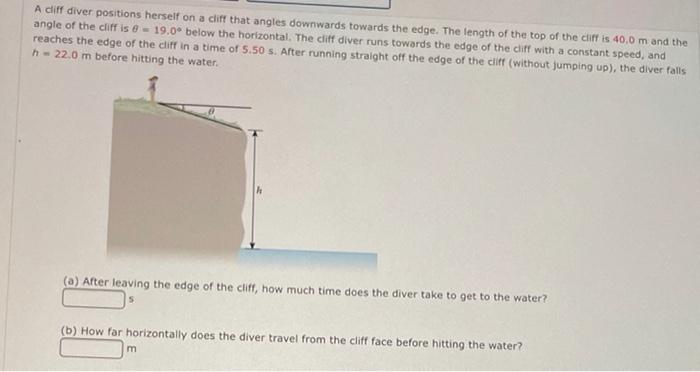 Solved A cliff diver positions herself on a cliff that | Chegg.com