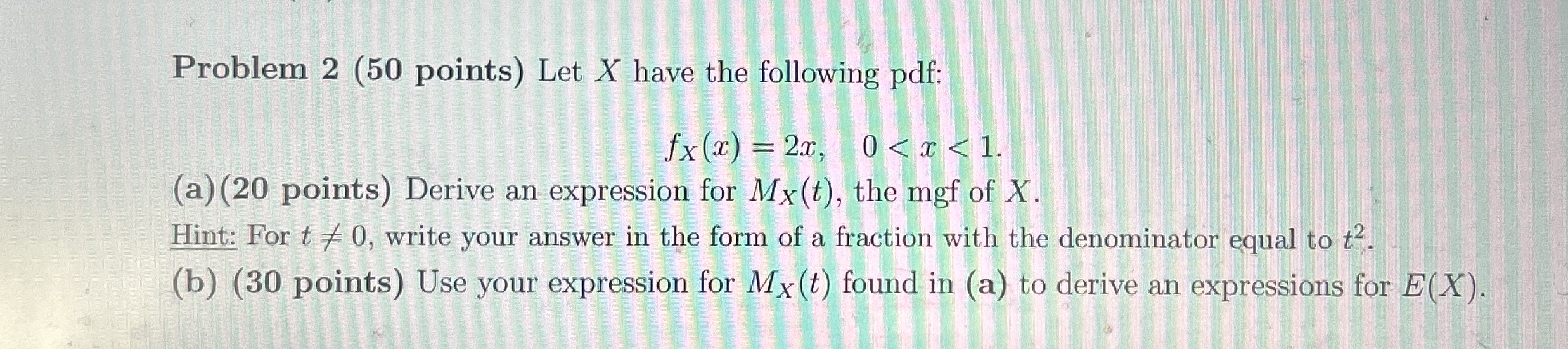 Solved Problem 2 (50 ﻿points) ﻿Let x ﻿have the following | Chegg.com