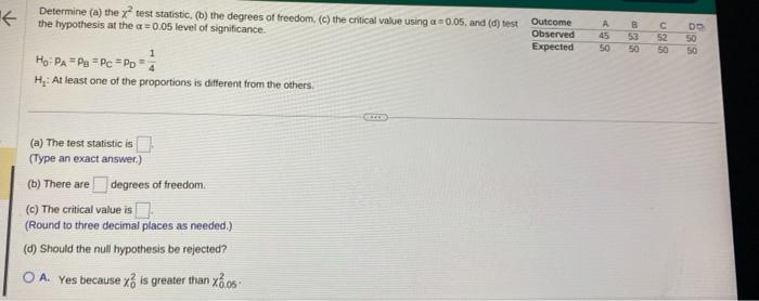 Solved Determine (a) the x2 test statistic, (b) the degrees | Chegg.com